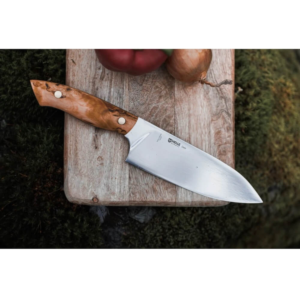 Helle 800 Dele Premiun Outdoor Chef’s Knife with Curly Birch Handle ...
